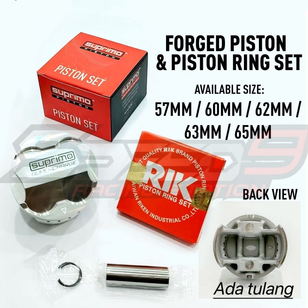 ADA TULANG SUPRIMO FORGED PISTON WITH RIK RING LC135 Y15 57MM 60MM 62MM ...