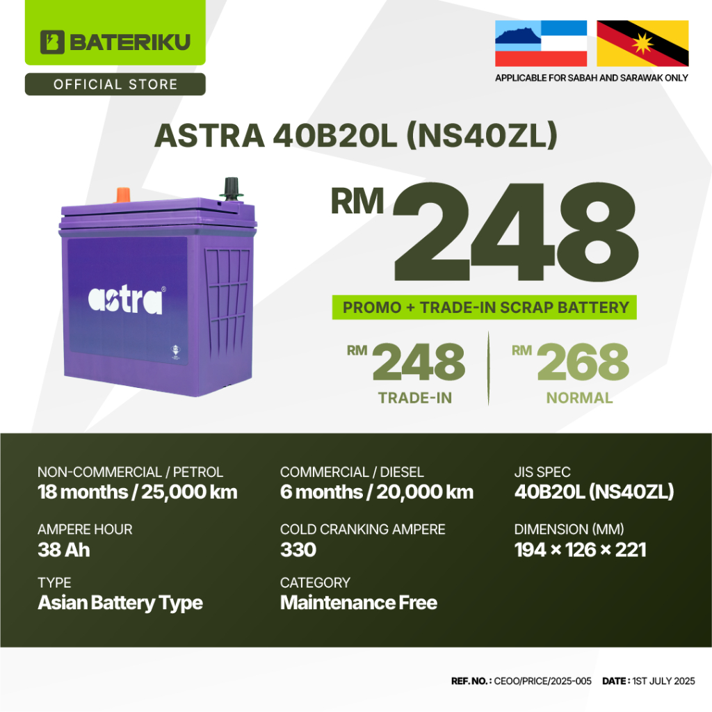 BATERI KERETA | NS40ZL | 40B20L | MF | ASTRA | CAR BATTERY | AUTOMOTIVE ...