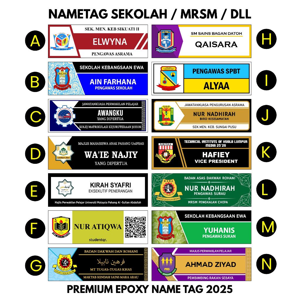 Name Tag Epoxy SEKOLAH | SBP | MRSM | PRS | MAGNET & PIN | Shopee Malaysia
