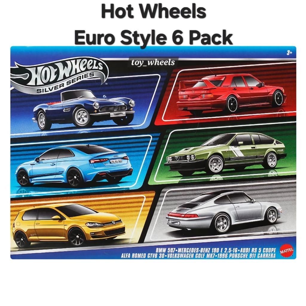 Hot Wheels Euro European Style 6 Pack PORSCHE 911 AUDI RS5 GOLF MK7 BMW ...