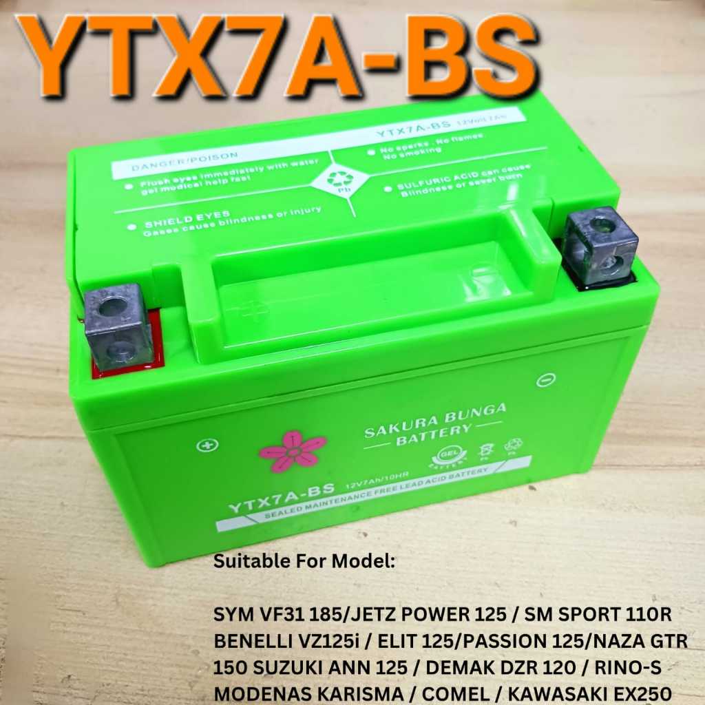 YTX7A-BS YTX7A GEL BATTERY SYM VF3I JETz KARISMA ELIT125 ICON COMEL ...