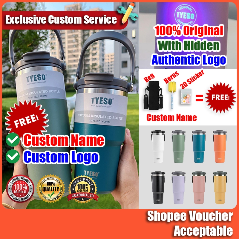 🔥PERCUMA Custom Nama🔥 TYESO Tumbler Cawan Termos Botol Air Dengan Straw ...