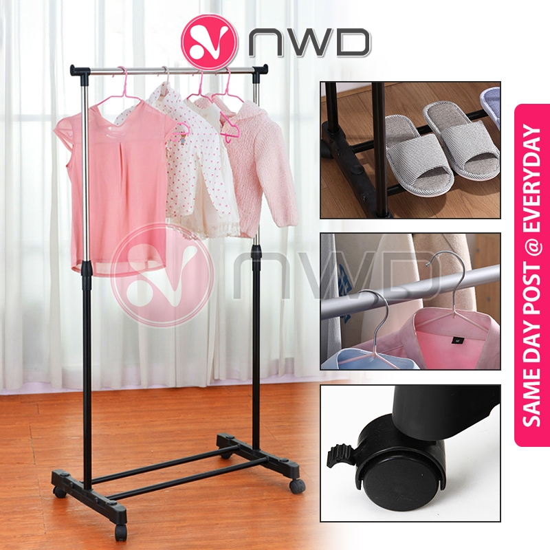 𝗗𝗢𝗨𝗕𝗟𝗘 𝗗𝗨𝗧𝗬 》 Single/Double Pole Clothes Hanging Drying Rack Organizer ...