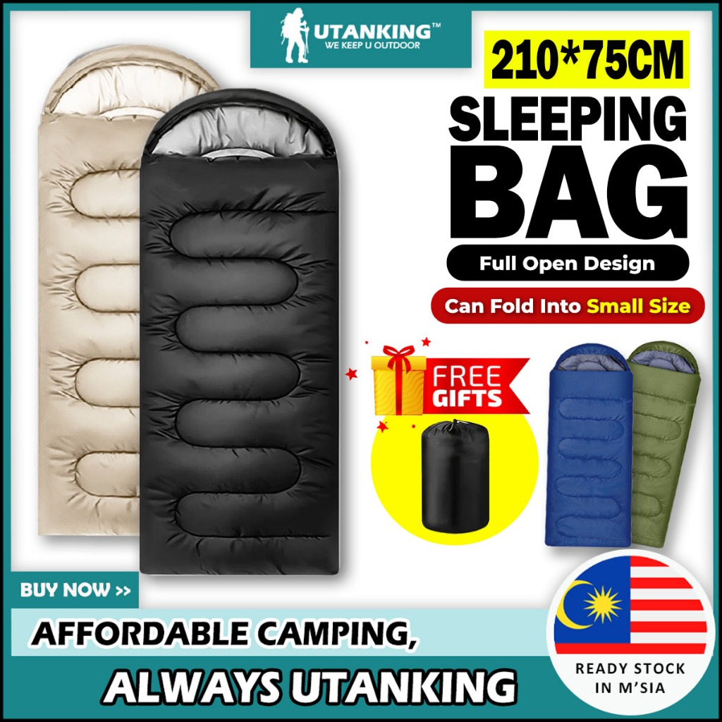 UtanKing™ Premium Sleeping Bag Hooded Sleep Bags Camping Hiking Warm ...