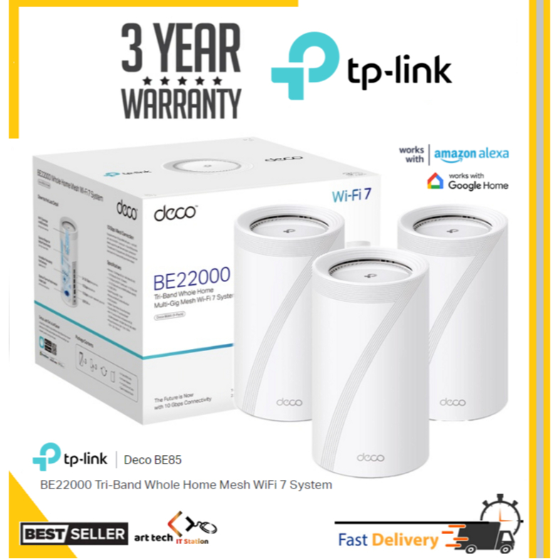 TP-LINK DECO BE85 | TP-LINK BE22000 WIFI 7 TRI-BND MULTI GIGABIT MESH ...