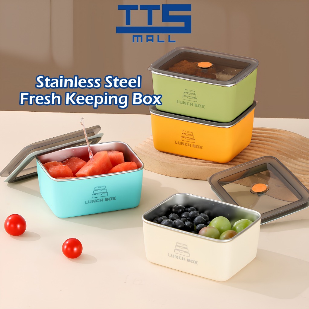 304 Stainless Steel Storage Box Square Fresh Keeping Container Sealed ...