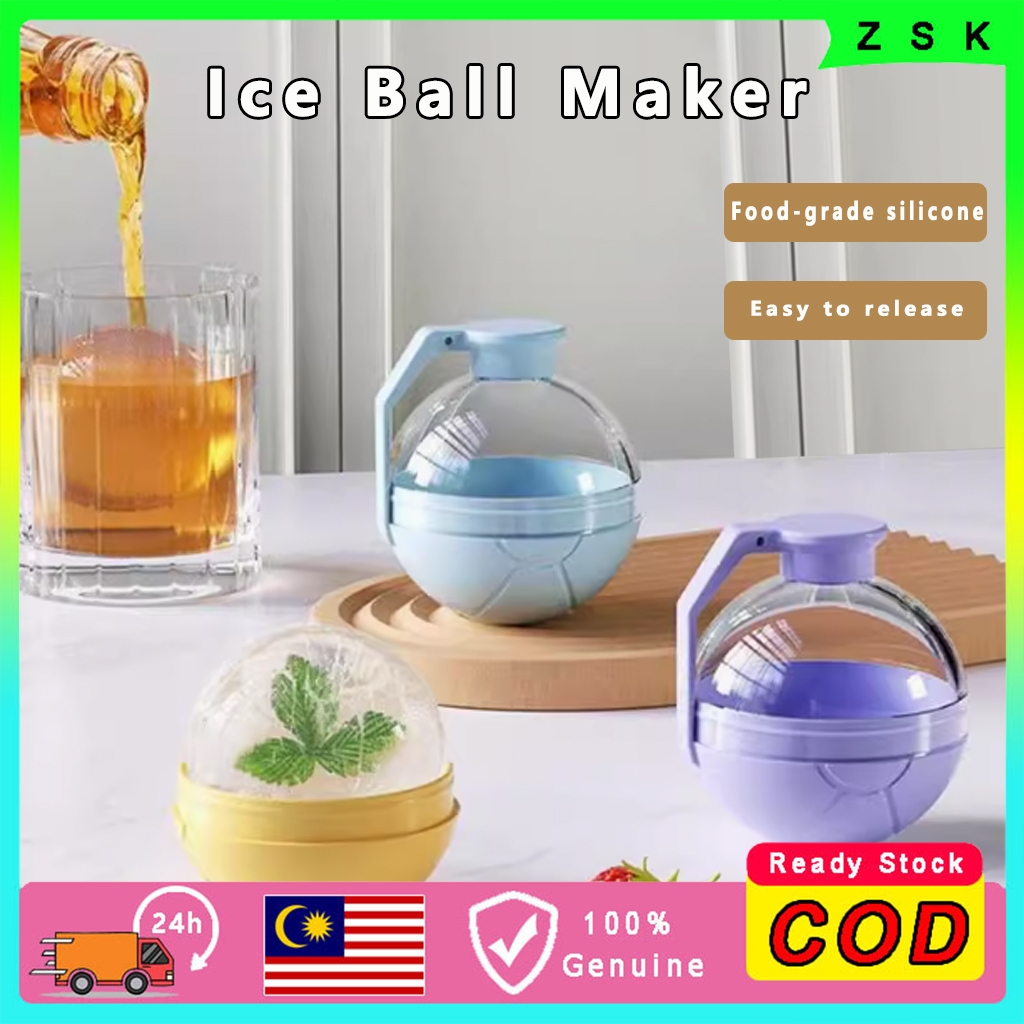Acuan Ais Bulat Silikon Ice Ball Mold untuk Whisky, Kopi, Cocktail Beku ...