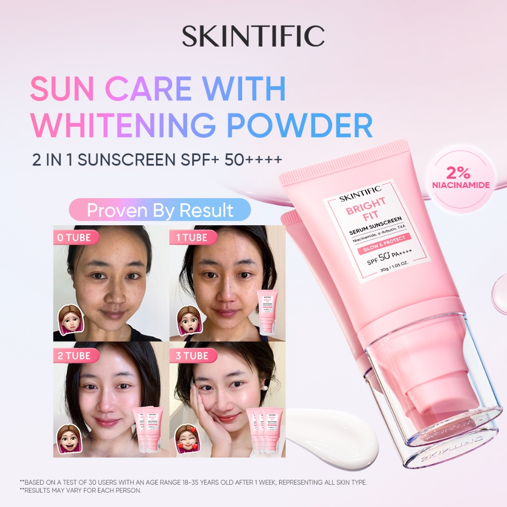 SKINTIFIC Bright Fit Serum Sunscreen SPF50+ PA++++ Sunblock Tone Up ...