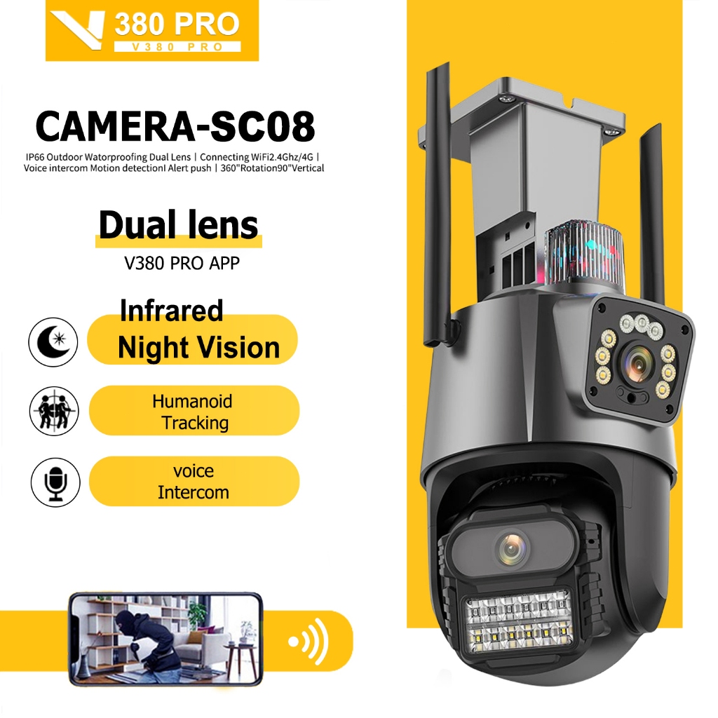 V380 Pro SC08 CCTV Cameras Dual Lens 6MP Outdoor Waterproof Connect ...