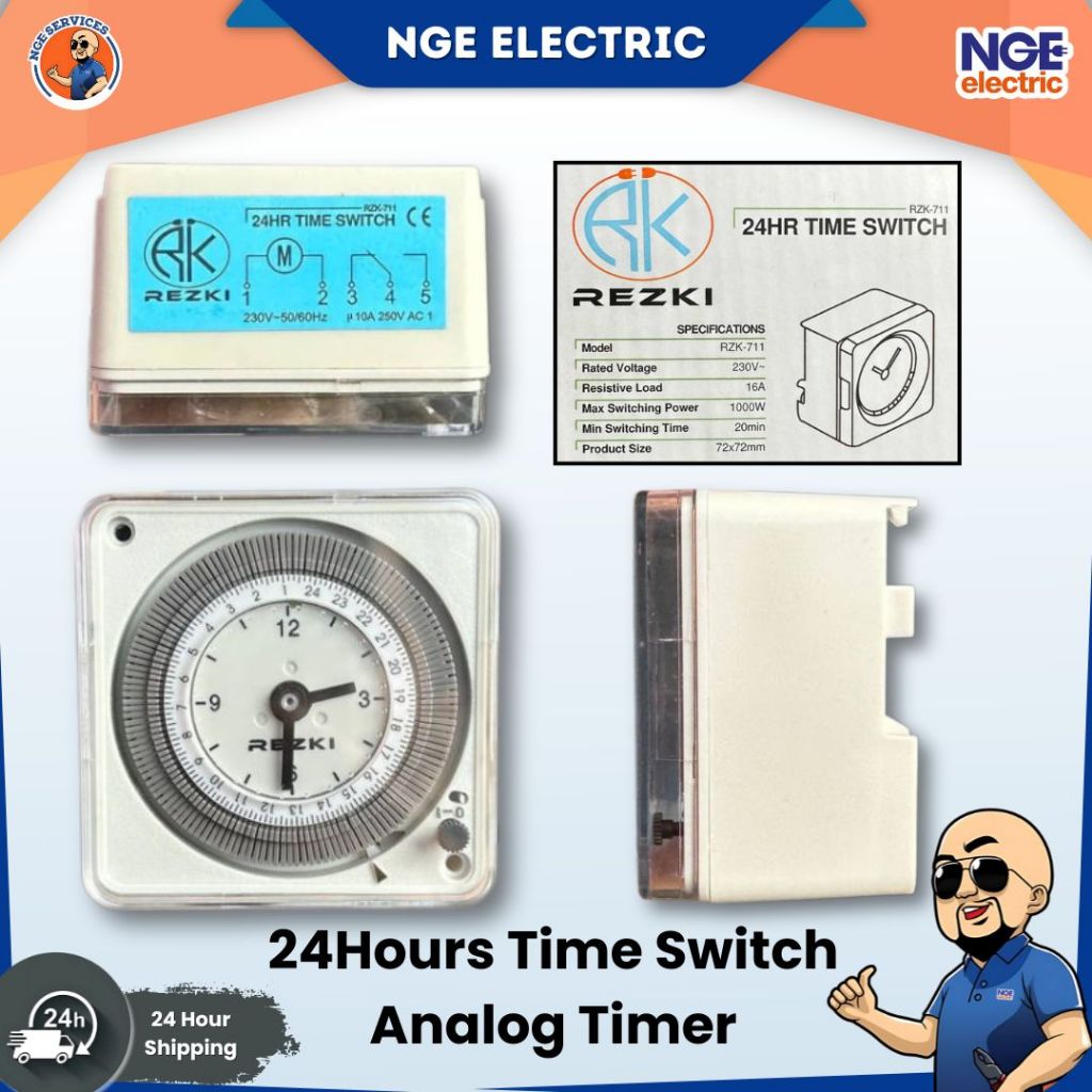 TIMER| SIRIM 24 Hours Analog Timer Time Switch RZK-711 Murah | Shopee ...