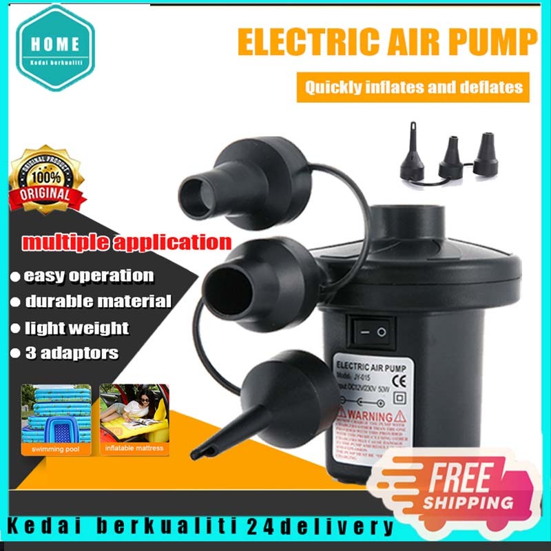 220V 3 in 1 Car Electric Air Pump Home Inflate Deflate For Air Mattress ...
