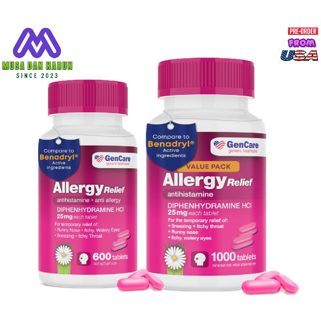 [PRE-ORDER] GenCare - Antihistamine Diphenhydramine HCl 25mg 600 & 1000 ...