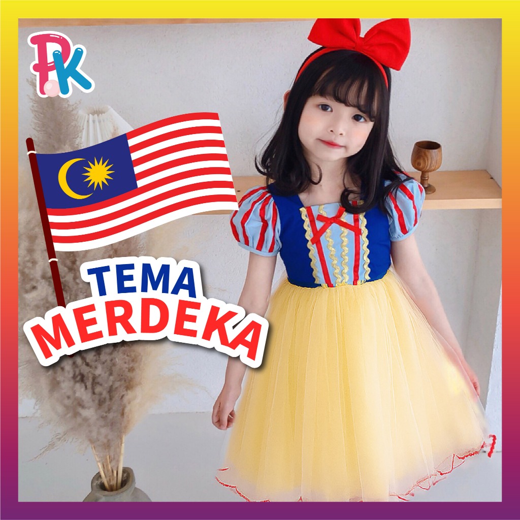 [1-6±Yrs] Baju Merdeka Dress Budak Snow White Baby Girl Kids Dress ...