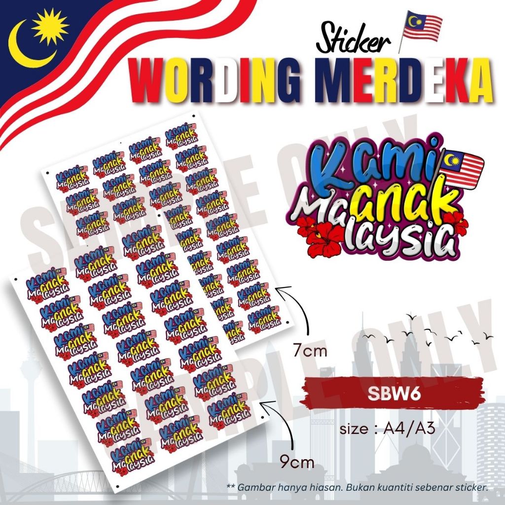 Sticker Wording Merdeka | Kibarkan Jalur Gemilang | Tanah Airku Merdeka ...