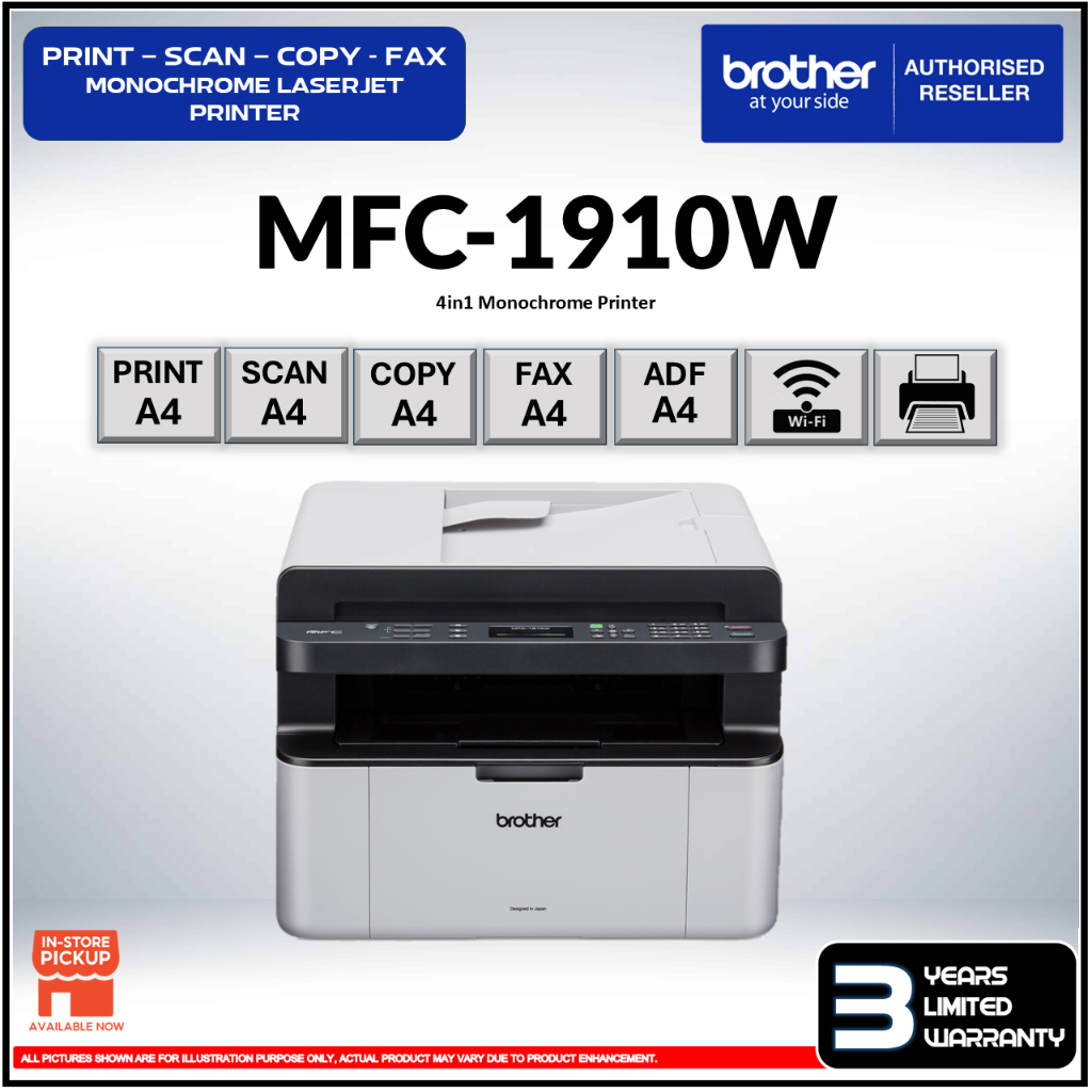 Brother Monochrome Laserjet A4 4in1 Printer MFC-1910W | ADF & FAX | Shopee Malaysia