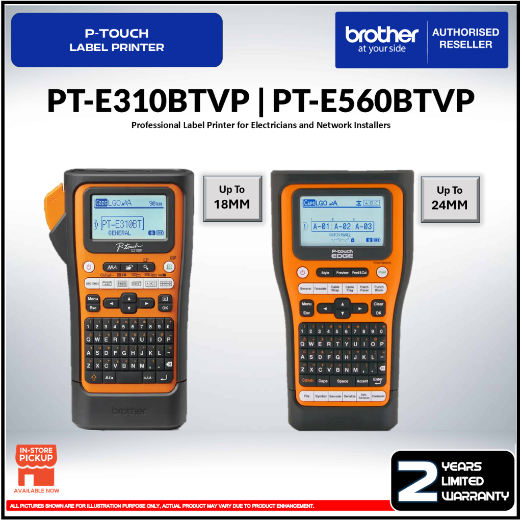 Brother Label Maker Printer P-Touch PT-E310BTVP 18mm PT-E560BTVP 24mm ...