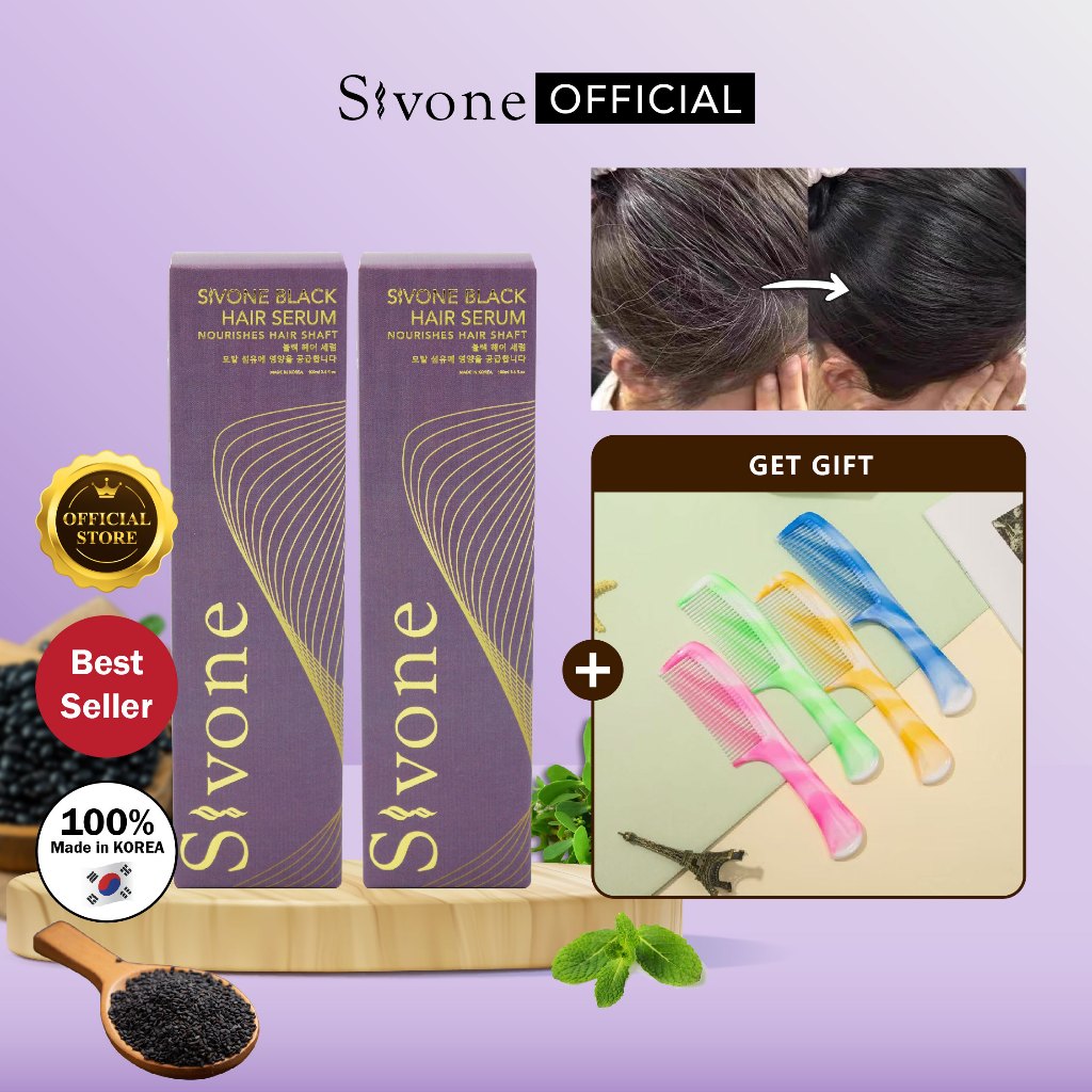 SIVONE Black Hair Serum Nourishes Hair Shaft 2 Bottles (100mlx2) | Shopee Malaysia