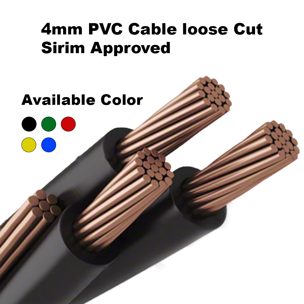 PVC 4MM CABLE LOOSE CUT RED YELLOW BLUE GREEN BLACK SIRIM APPROVED ...