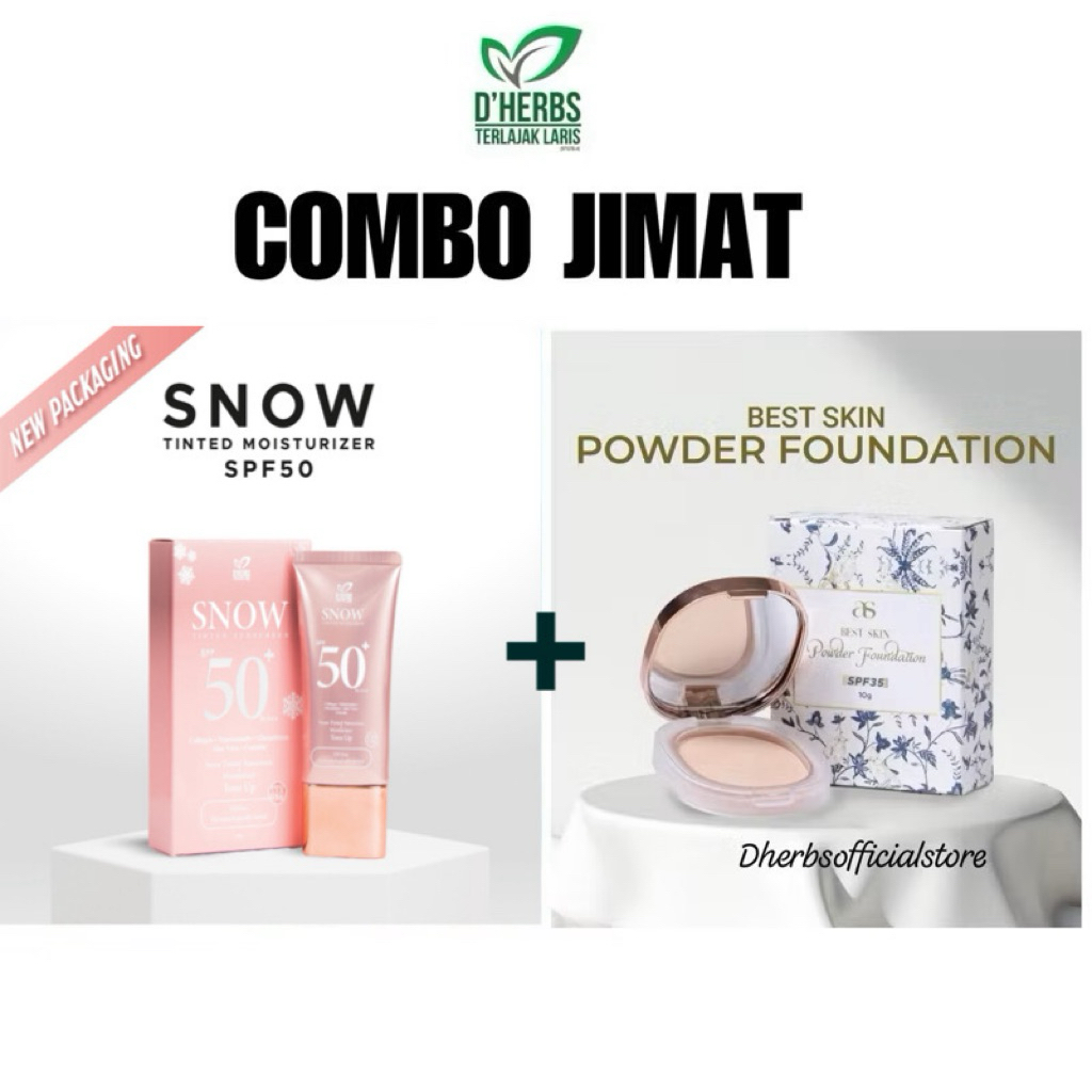 DHERBS Set Combo Natural (Best Skin Powder Plus Foundation & Snow ...