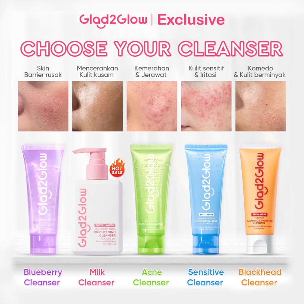 【Cleanser Collection】Glad2Glow Milk Amino/Blueberry Low PH/Centella ...