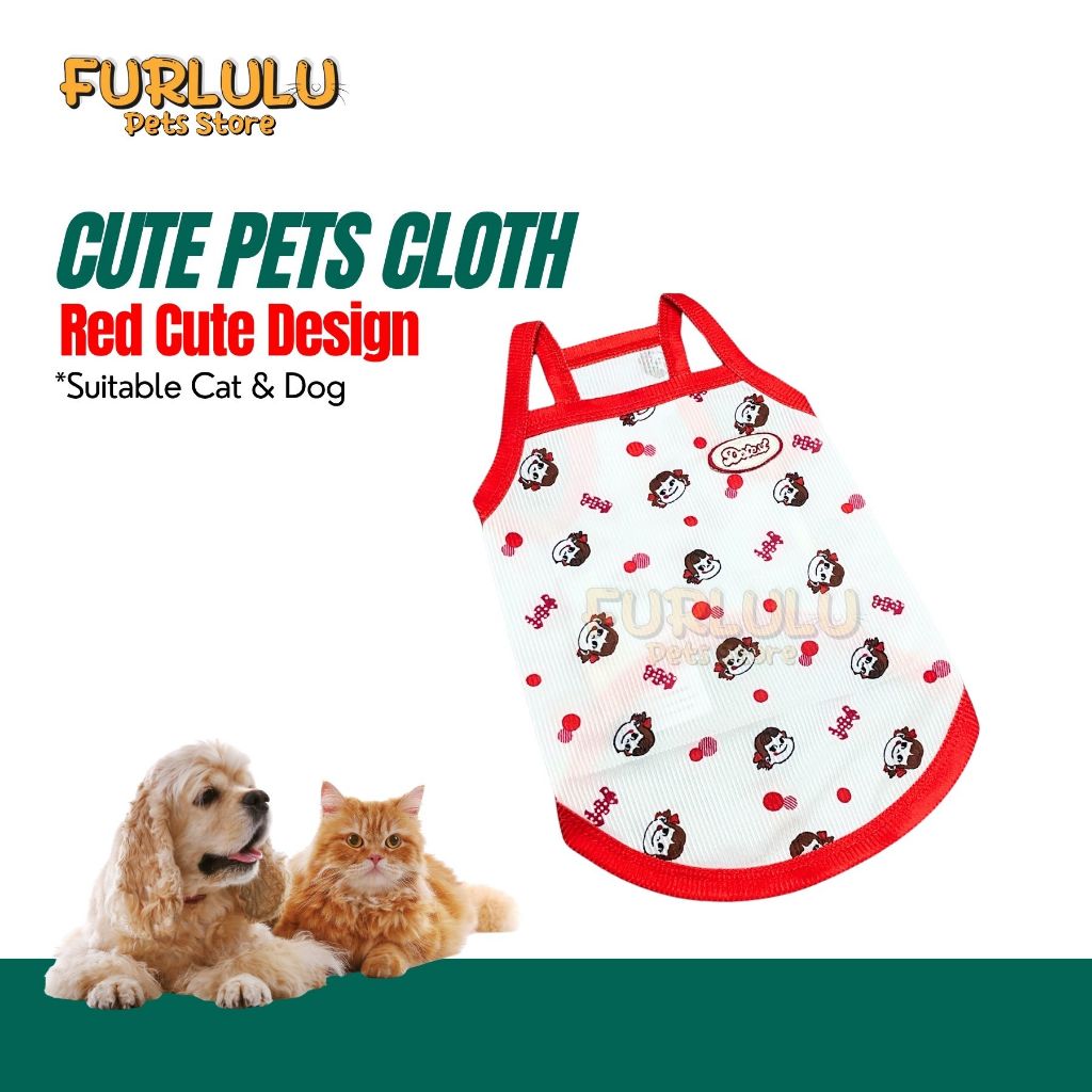 Premium Summer Pets Dog/Cat Cooling Red Cute Cloths Shirt (Sweater Baju ...