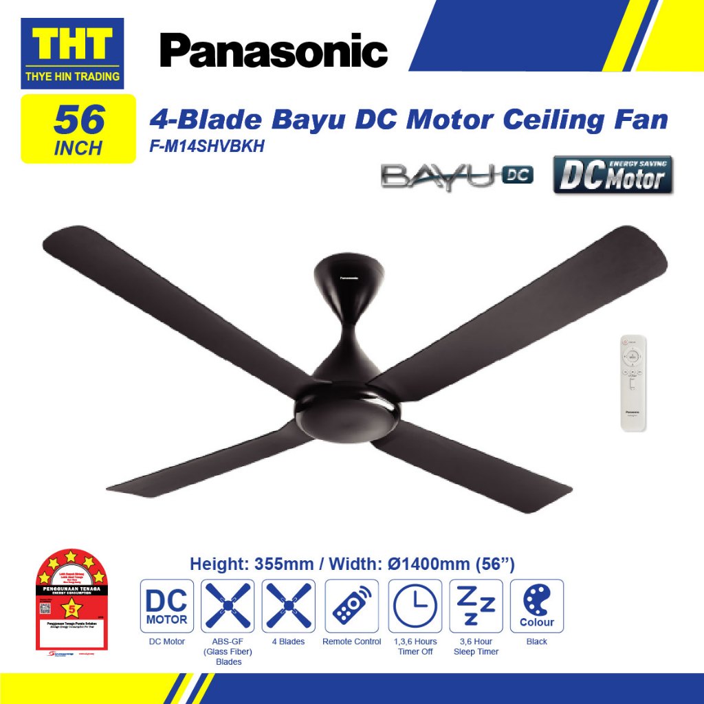 Panasonic BAYU 4-Blade DC Motor Ceiling Fan (56") F-M14SHVBKH WHITE ...
