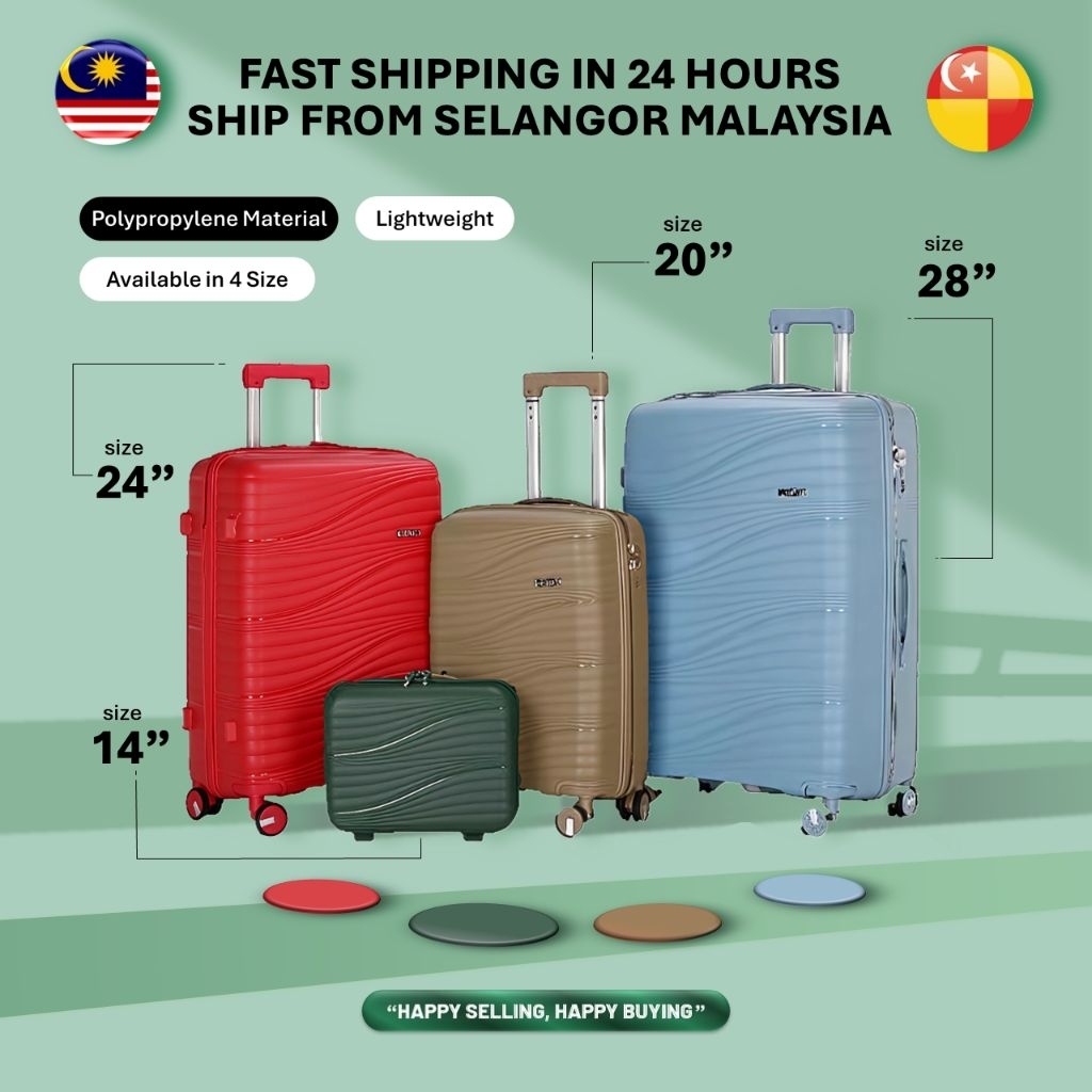 Polypropylene Luggage Suitcase Set Unbreakable PP Travel Luggage Bag ...
