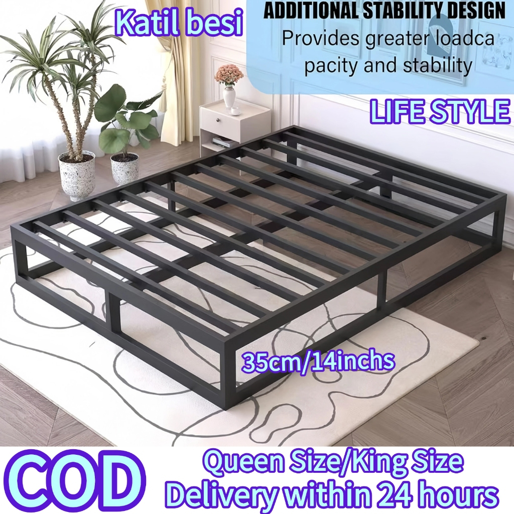 Katil besi rangka metal iron bed frame bed frame queen size king size ...