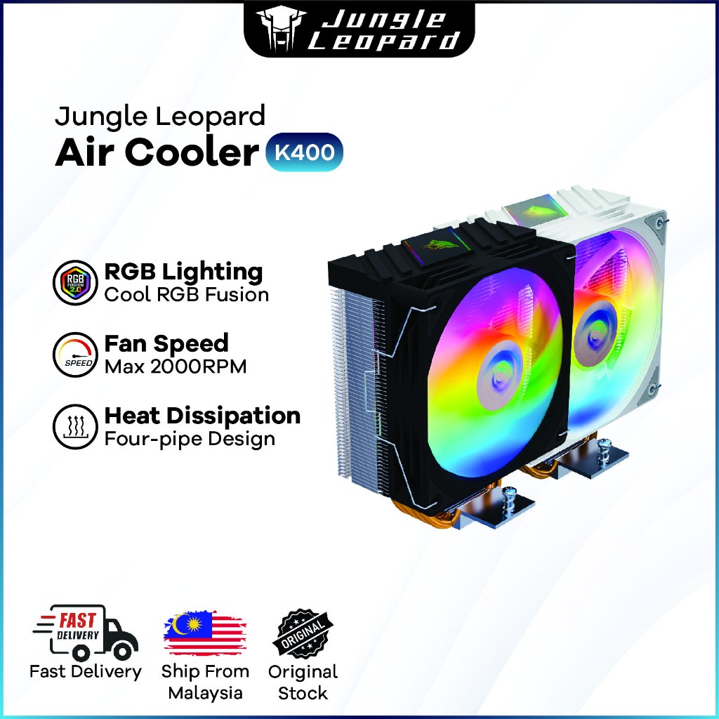 Jungle Leopard K400 4 Heat Pipe CPU Cooler RGB Colorful Light Effect ...