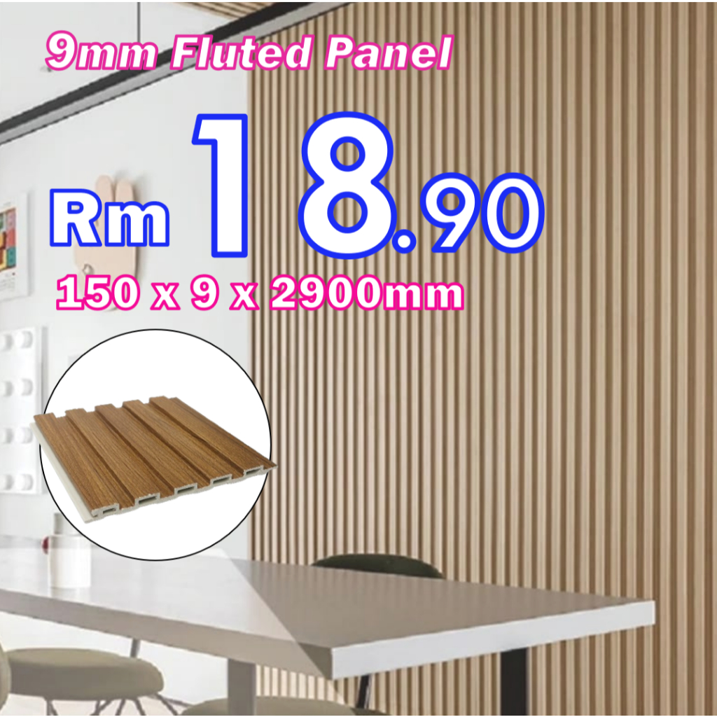 9mm Panel dinding bergalur / Fluted Wall Panel Wood Strip Series Panel ...