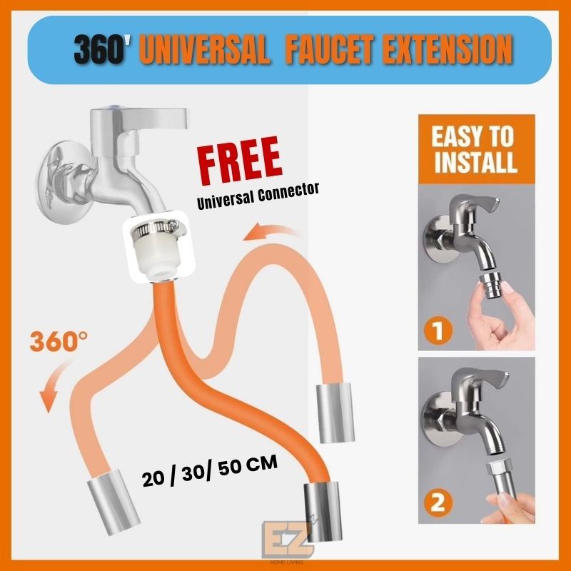 Silicone Faucet Extension Pipe Extender 360°Free Bending Flexible Hose ...