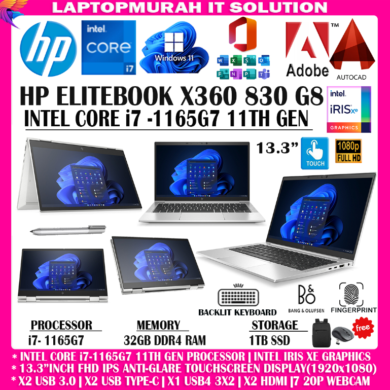 HP ELITEBOOK & PROBOOK / X360 830 G8 / 840 G8 / 840 G7 / 650 G8 / 630 G8 / CORE I7-11TH GEN ...