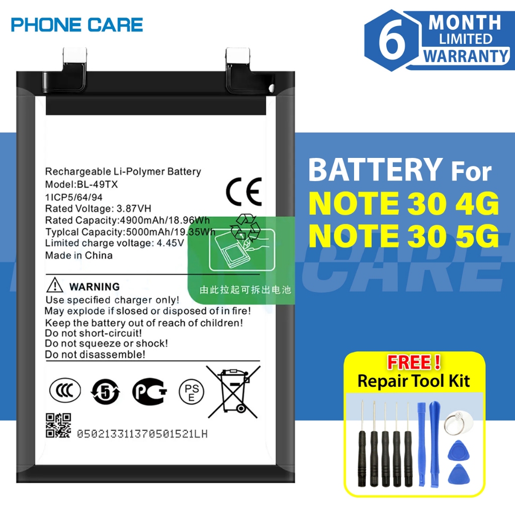 Battery Bateri For INFINIX NOTE 30 4G / NOTE 30 5G X6711 BL-49TX ...