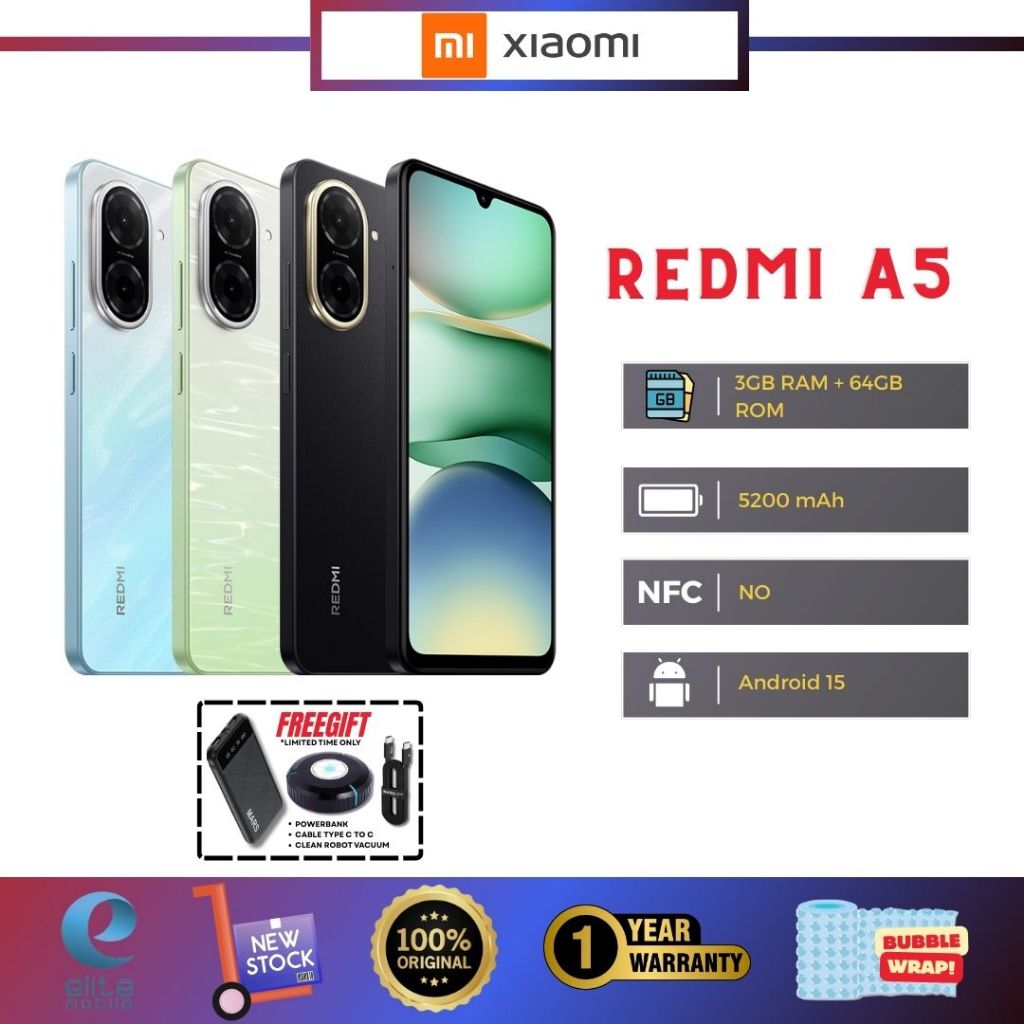 Xiaomi Redmi A5 (3GB+ 64GB) 6.88" Display 120Hz Refresh Rate l Wet ...