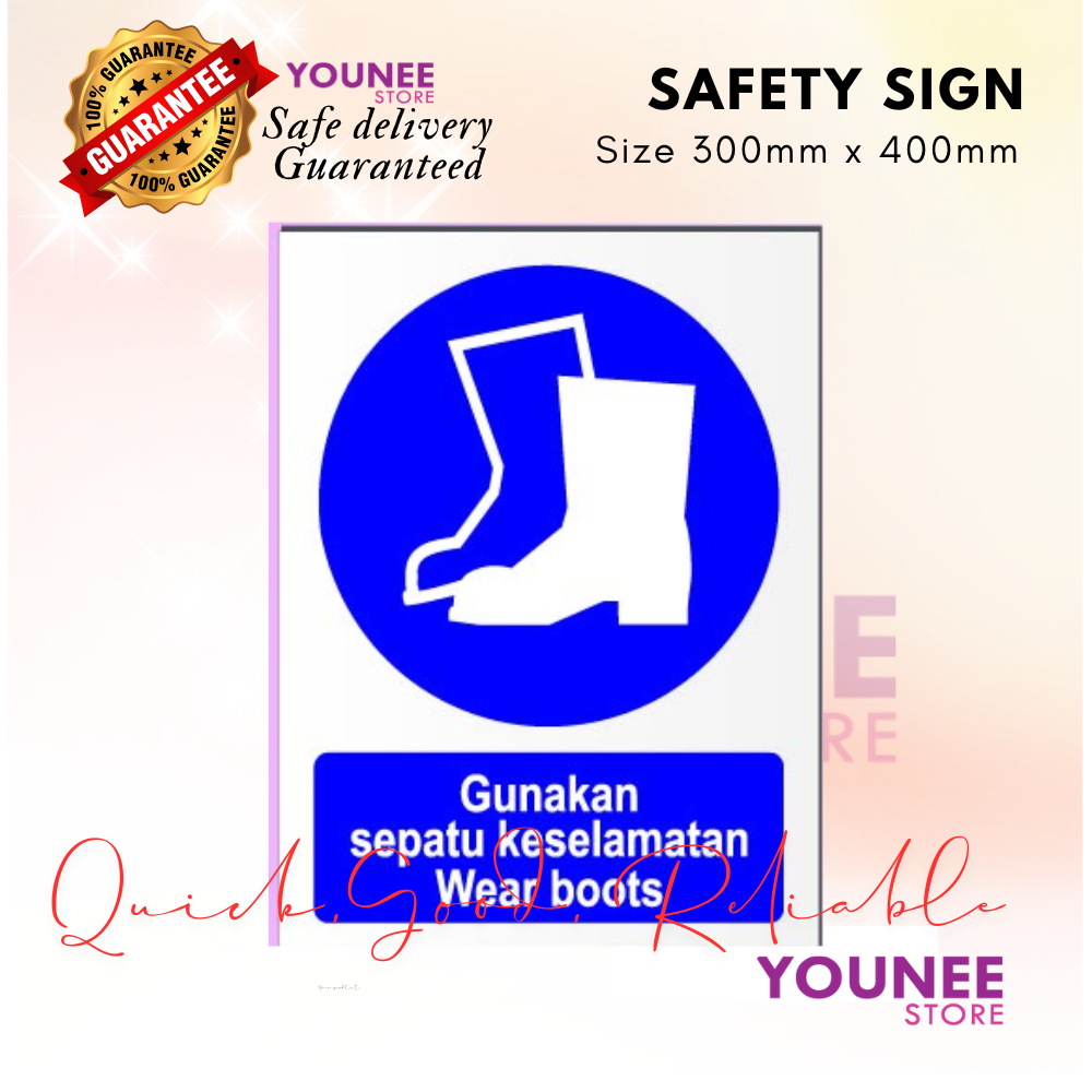 Industrial safety sign / Gunakan sepatu keselamatan signage / Wear ...