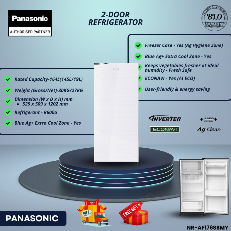 PANASONIC SINGLE DOOR REFRIGERATOR NR-AF176SSMY (161L/164L) | Shopee ...
