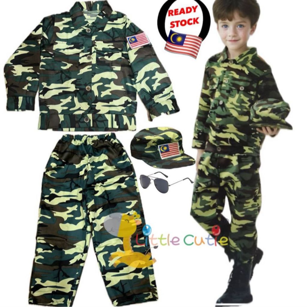 Little Cutie Army Costume Kids Tentera Malaysia Kostum Baju Askar Budak ...