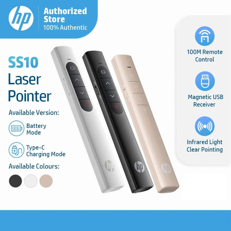 HP SS10 Wireless Presentation Pen PowerPoint Presenter Clicker Remote Flip Pointer Control Pen ...