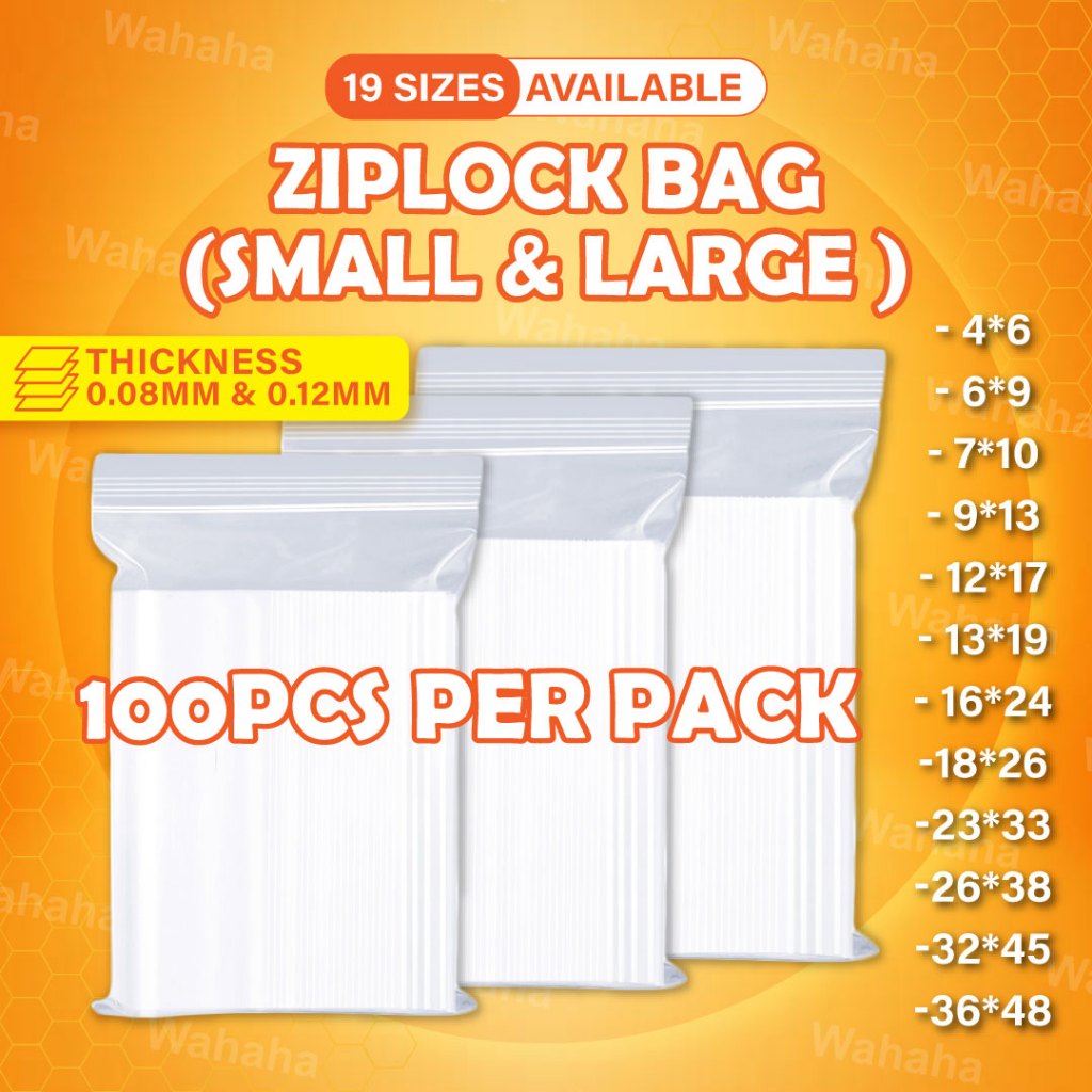 Ziplock Beg Besar 100pcs (0.08mm/0.12mm) | Beg Plastik Pelekat Sendiri ...