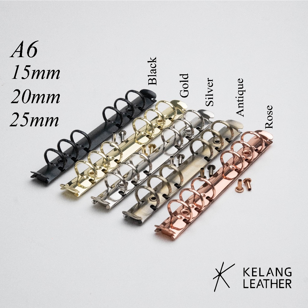Metal Ring Binder Spine A6 6-holes 15mm 20mm 25mm Various Colours With ...