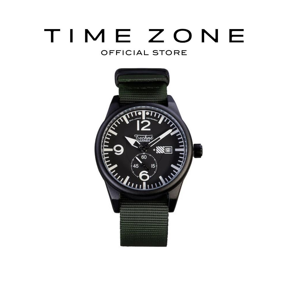 Time Zone | Techne Instruments - Harrier 386 - Aluminium Case | Olive Nylon Strap | Men Watch ...
