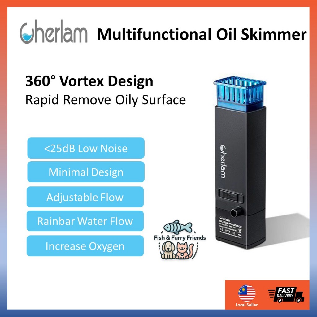 Cherlam Silent Multifunctional Aquarium Oil Skimmer Vortex Design ...