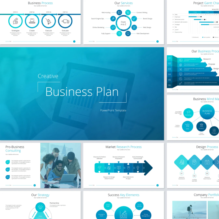 700 Business Plan PowerPoint Template | 10 Color Schemes | PPTX PPT ...