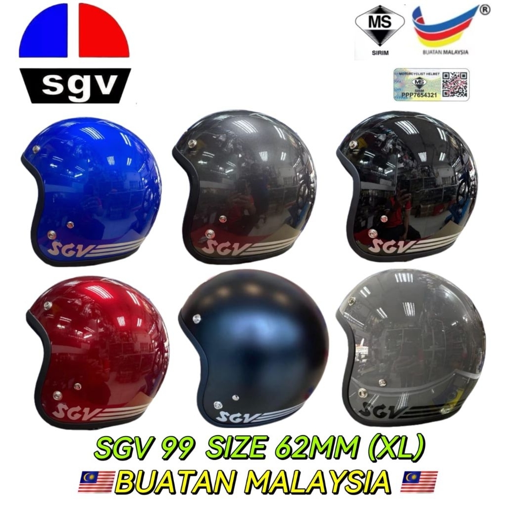 TOPI SGV 99 62MM (XL) SAFETY & STLYE BUATAN MALAYSIA 🇲🇾 KELEDAR MOTOR 💯 ...