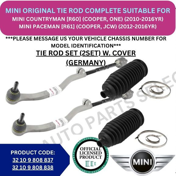 MINI GENUINE TIE ROD END, RACK END (SET) FOR MINI COUNTRYMAN [R60] '10 ...