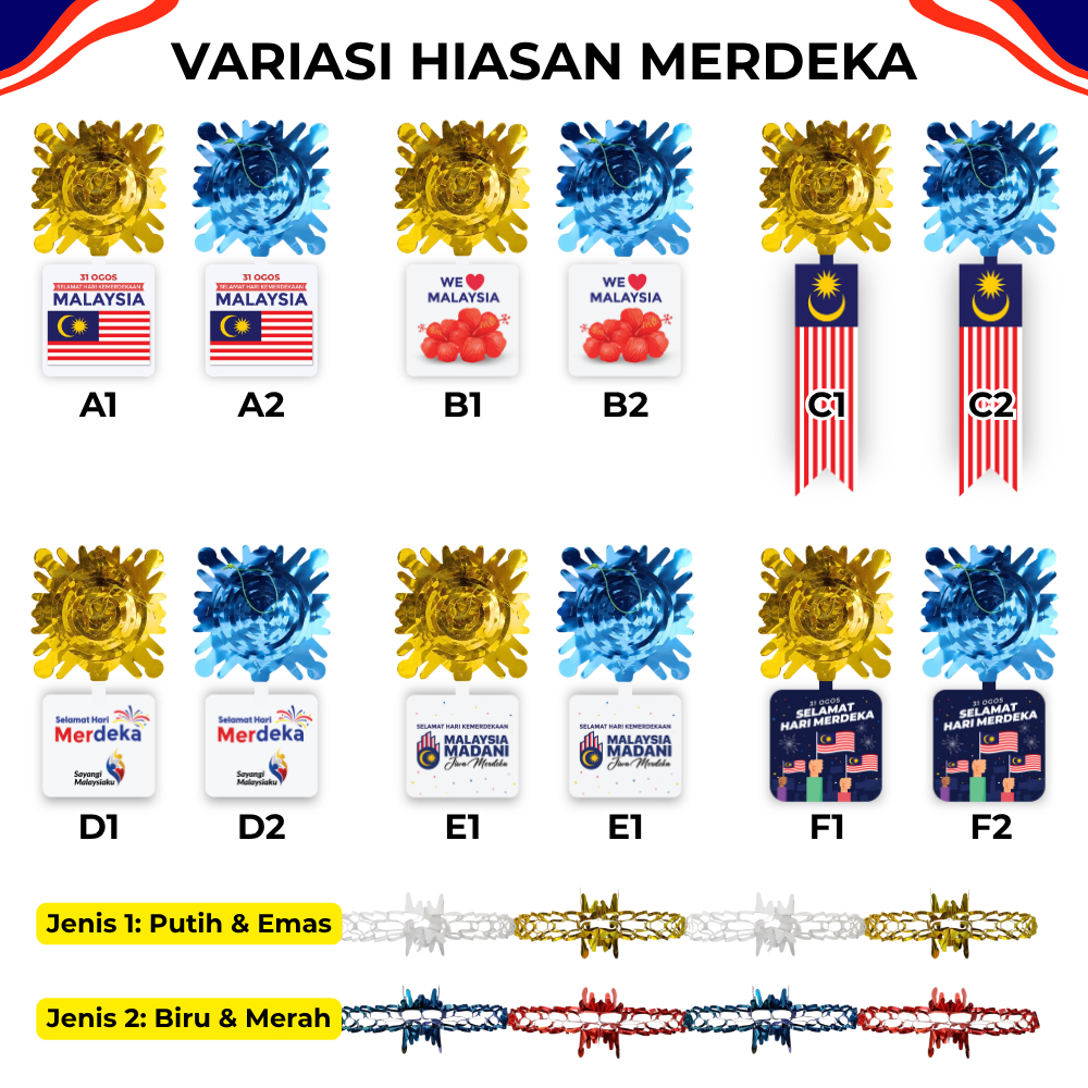 SUPERSAVE Hiasan Merdeka 7Kaki / 2M Tinsel Ceiling Deco Flag Merdeka ...
