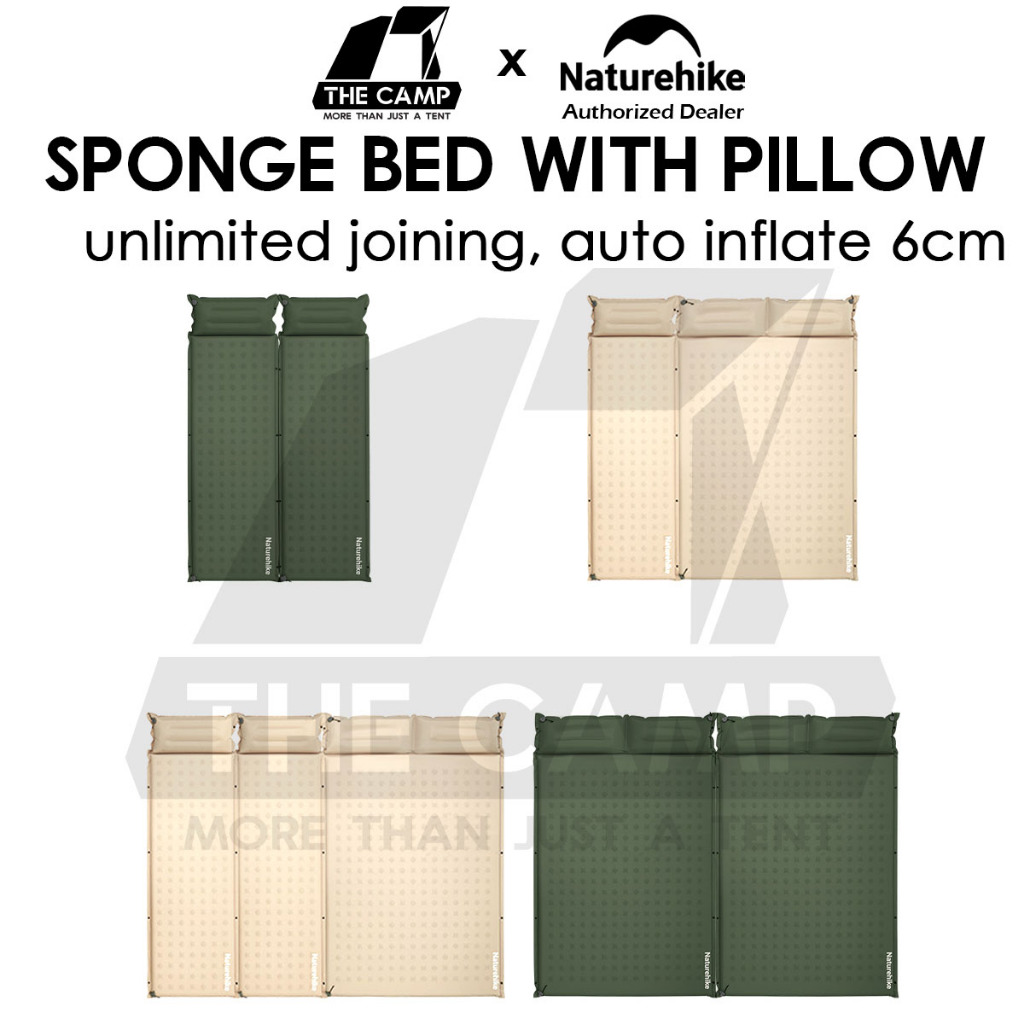 Naturehike Sponge Bed with Pillow Auto Inflate 6cm Joinable Outdoor ...