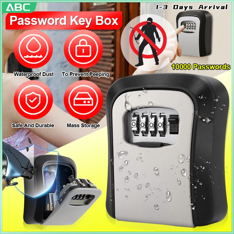 Key Safe Box Wall Mount Numbering Lock Key Storage Lock Box 4 Digits ...