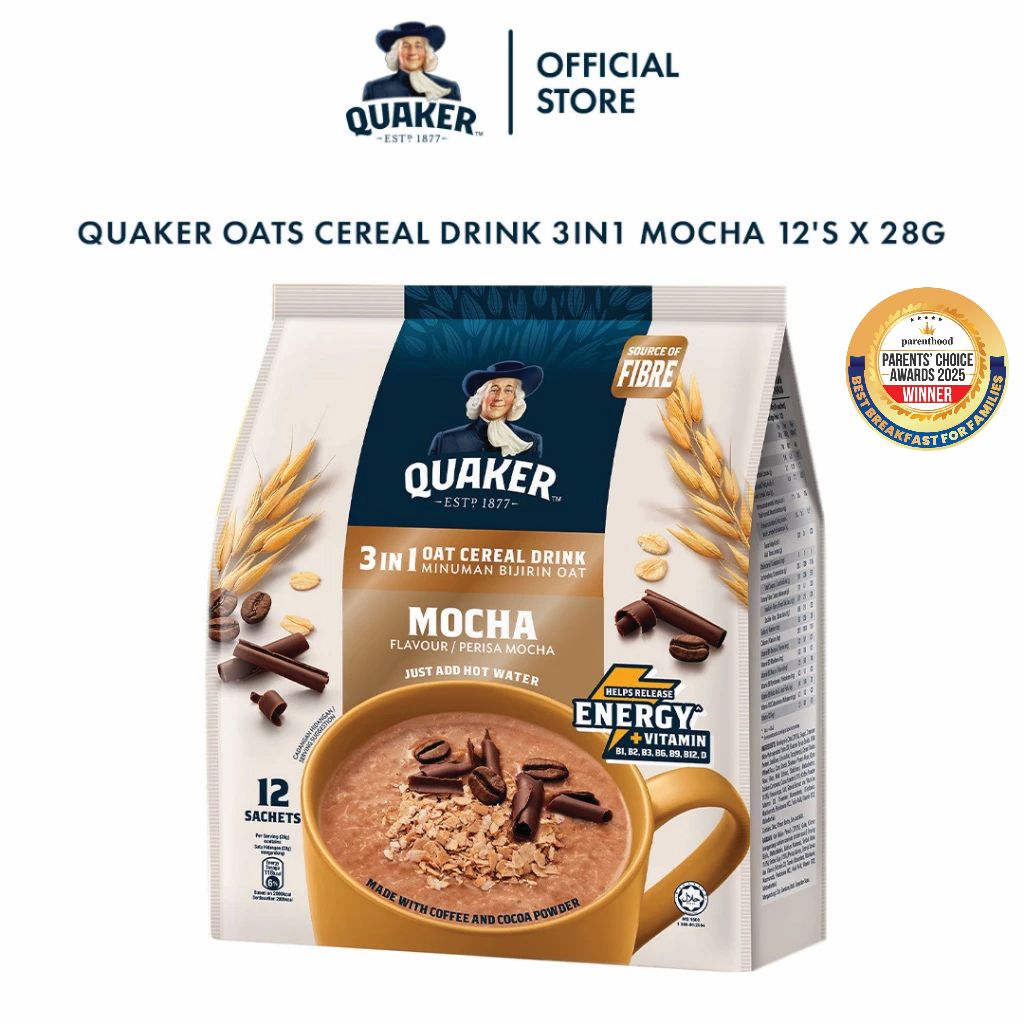 Quaker Oat Cereal Drink 3in1 Mocha 12's x 28g / Quaker Minuman Bijirin ...