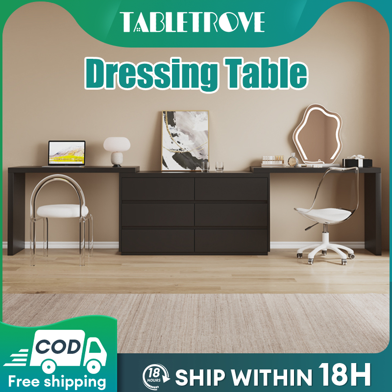𝐓𝐀𝐁𝐋𝐄𝐓𝐑𝐎𝐕𝐄 Dressing Table With Drawers Dresser Retractable Table ...